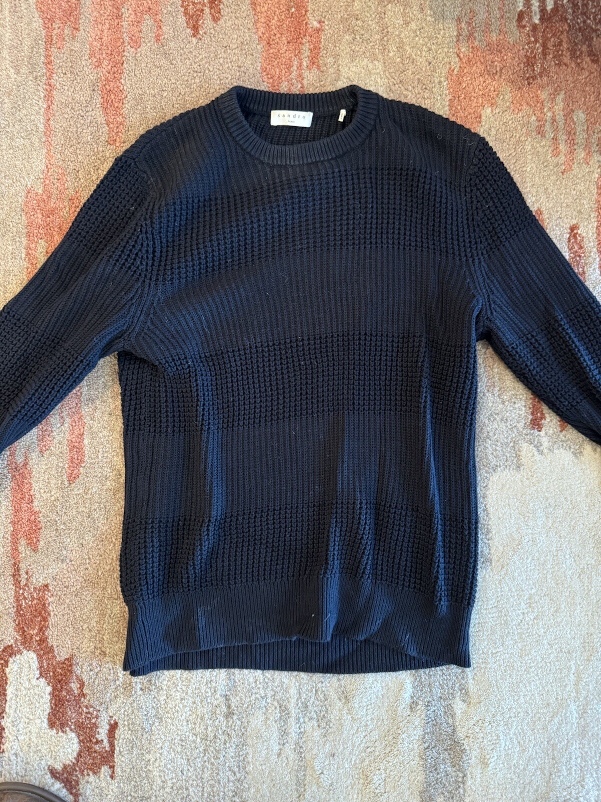 Sandro Crew Neck Knit Sweater Navy Mens XS $295 | eBay