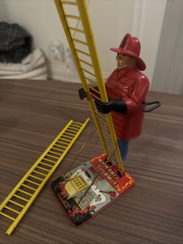 Vintage Marx Climbing Fireman Tin Toy w/ Original Box – Mechanical ...