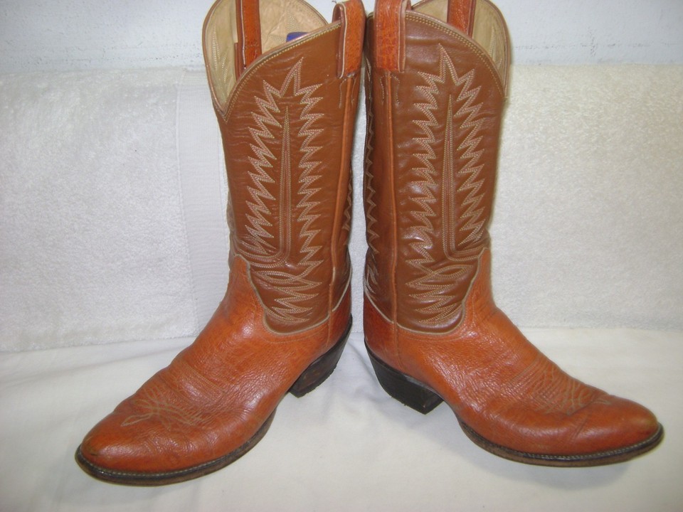 VTG USA TONY LAMA BLACK LABEL MENS 9.5D MEDIUM TOE COPPER ANTELOPE ...