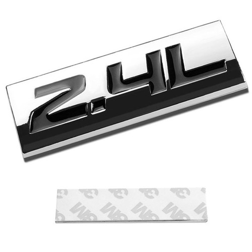 Black/Chrome 2.4L Symbol Sign Rear Trunk Polished Badge Decal 4mm Plate ...
