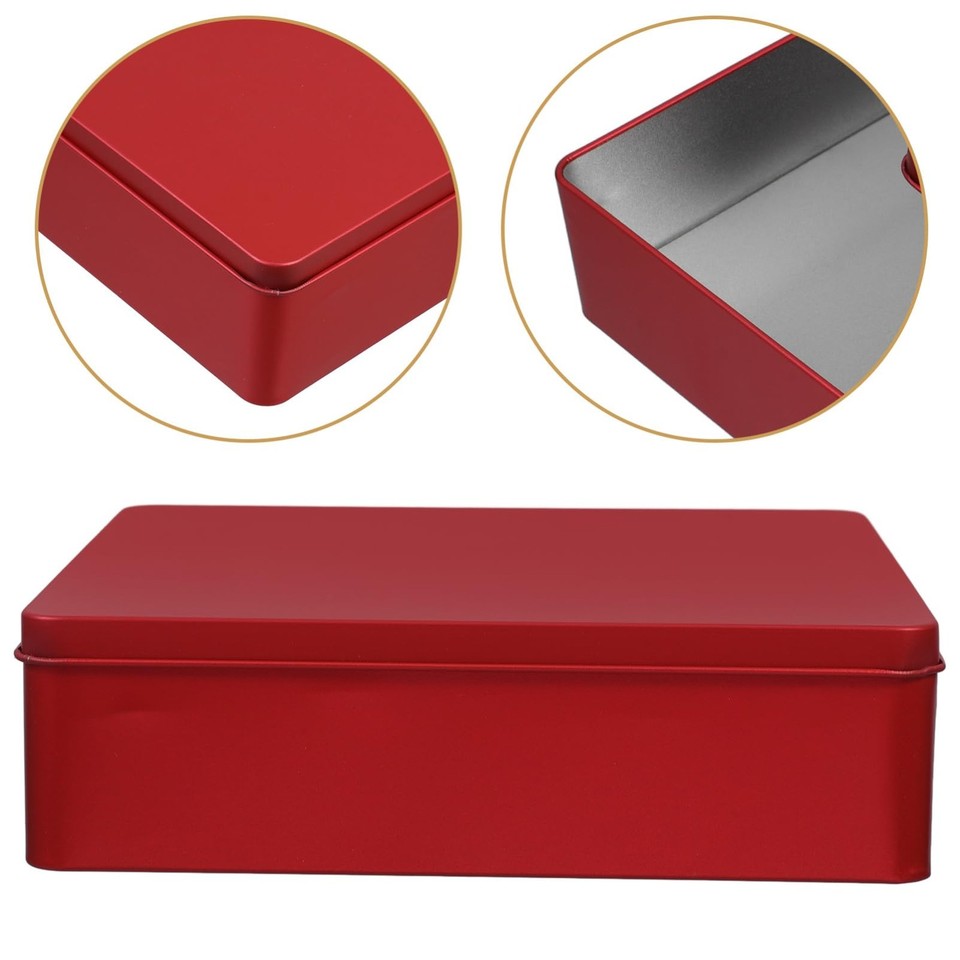 Tin Box with Lid Empty Square Metal Box Cookie Tins Large Containers ...