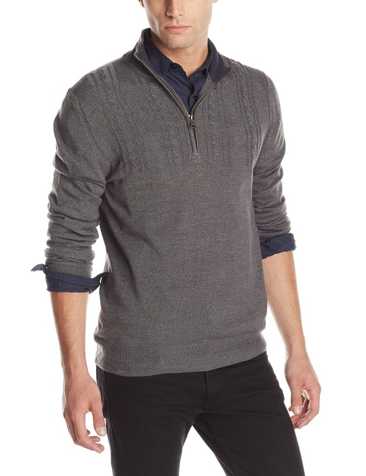 New Haggar Men Classic-Fit Solid Stitched-Yoke Quarter-Zip Sweater 4 ...