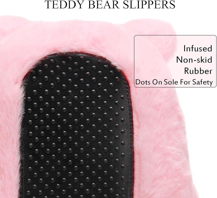 Teddy Bears Slippers Women Fluffy Shoe Cute House Animal Slippers Fuzzy ...