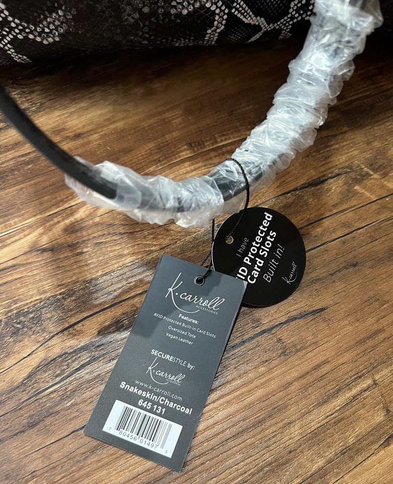 Tote Handbag K. Carroll Snakeskin NEW Vegan Leather W/ Accessories ...