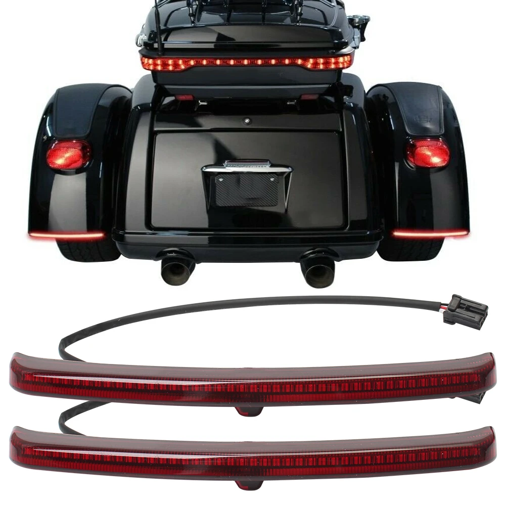 Red LED Rear Fender Blades Brake Running Light for Harley Trike Tri ...