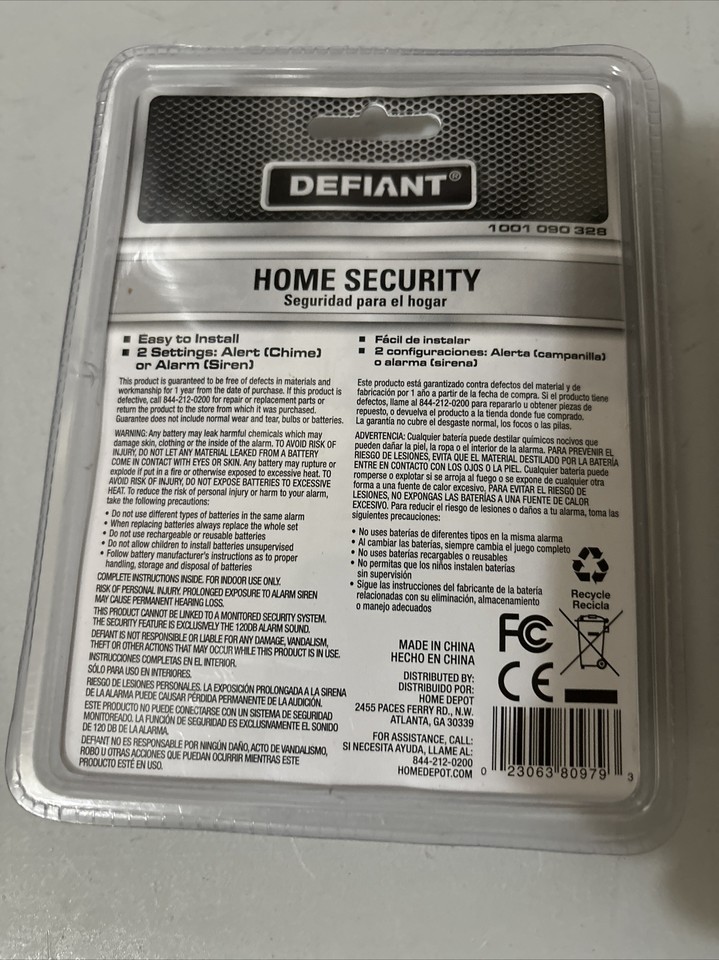 DEFIANT HOME SECURITY 2-PACK DOOR OR WINDOW ALARM | eBay