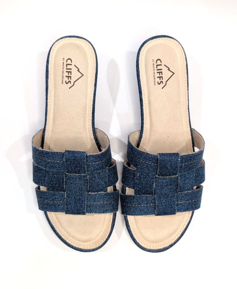 Cliffs by White Mountain Candyce Dark Blue Denim Women's Wedge Sandals ...