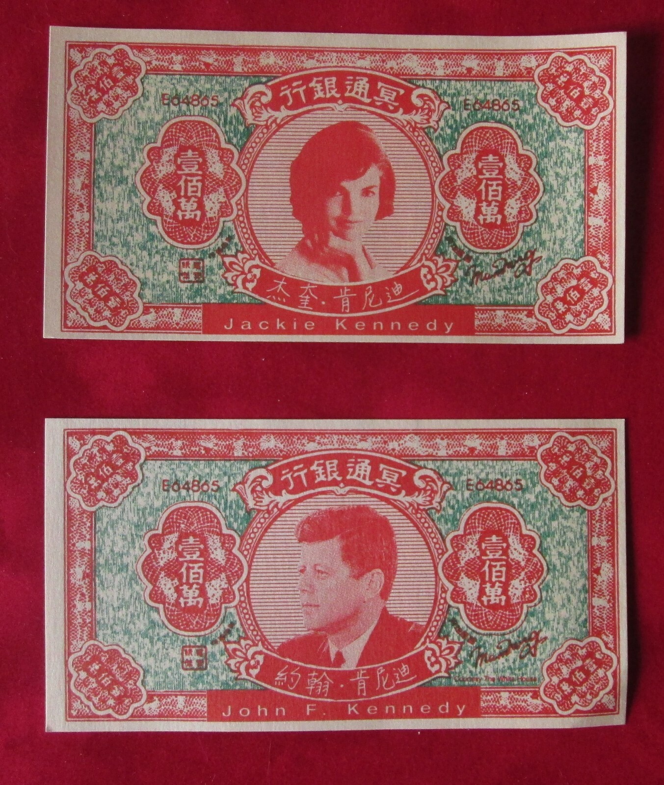 John F. Kennedy and Jackie Kennedy Hell Bank notes JFK CHINESE HELL ...
