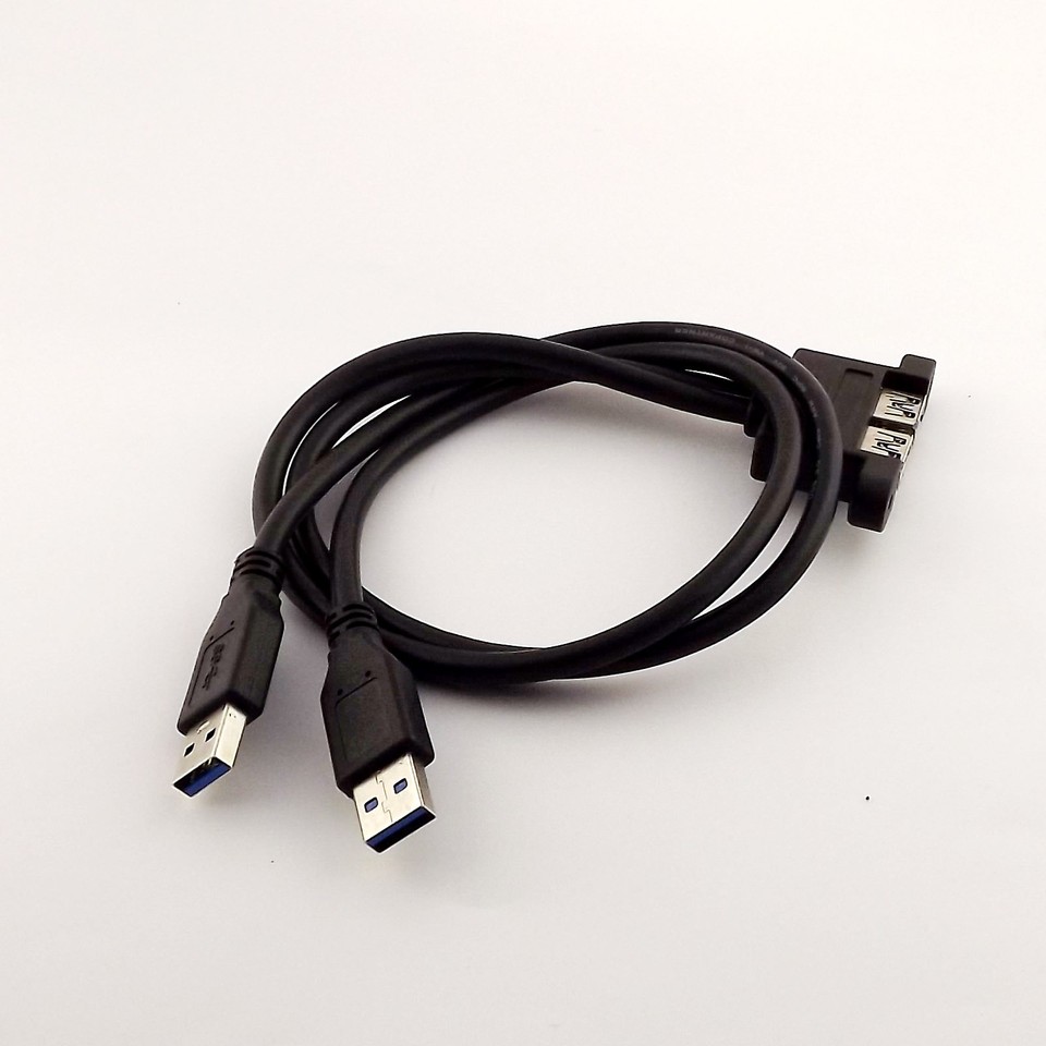 10x Dual USB 3.0 Male to Female w/ Screw Panel Mount Holes Extension ...