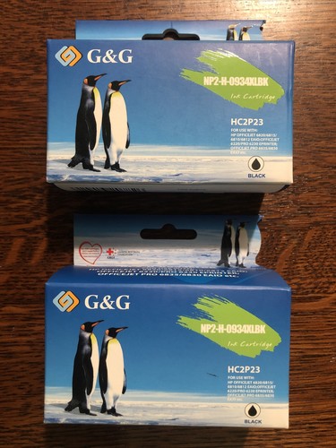 (2) New G&G BLACK Printer Ink HC2P23 for HP OfficeJet Pro 6820/6815 ...