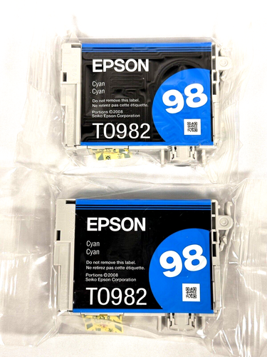 Genuine Epson 98 Ink Cartridge T0982 Cyan Set of 2 New Sealed ZZ | eBay