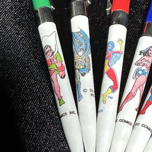 Lot Of 8 - Vintage Click Ink Pens - DC Marvel - Superman Spiderman ...