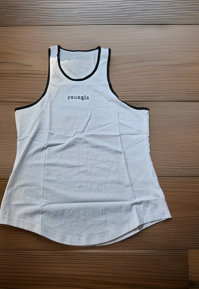 YoungLa White Tank Tank Nwt Men's SZ Sm Muscle Gym Logo Soft Nwt Black ...