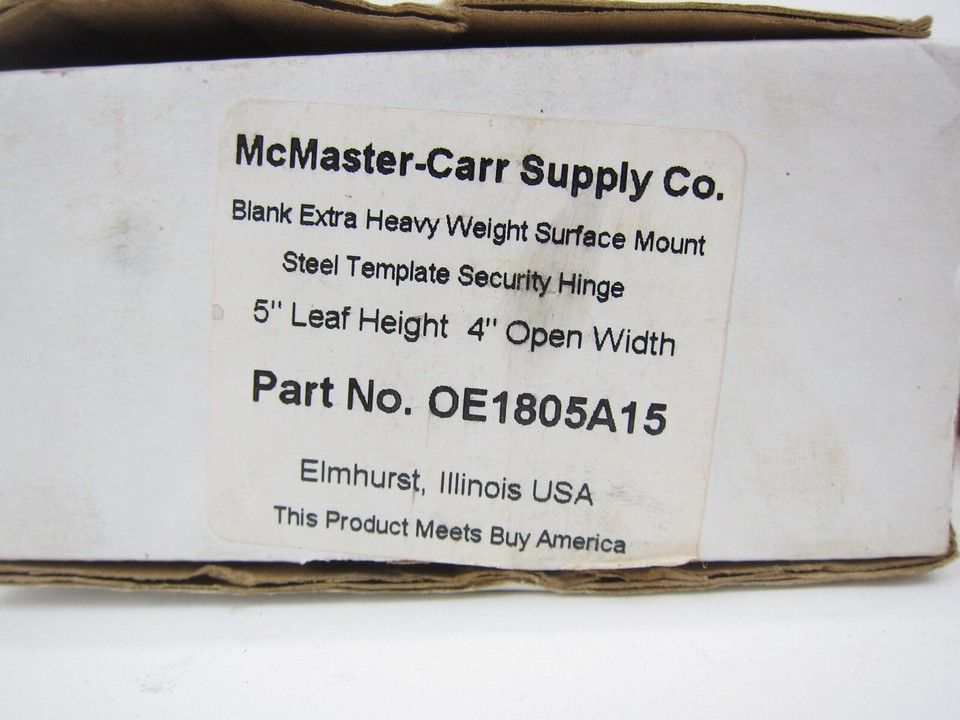 NEW Mcmaster Carr 1805A15 Heavy Duty Hinge 5” Leaf 4” Open Width Carbon ...