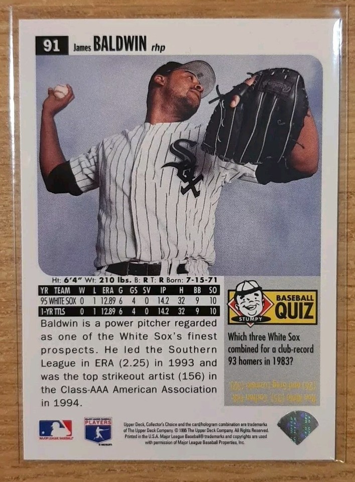 1996 COLLECTOR'S CHOICE SILVER SIGNATURE JAMES BALDWIN #91 CHICAGO ...