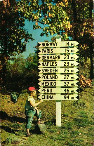 Lynchville Maine Famous Distance Sign Post Postcard 1960s Vintage | eBay