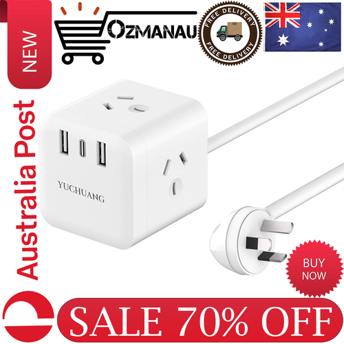 Power Board Cube Power Board Surge Protector with 3 USB Ports Type-C ...