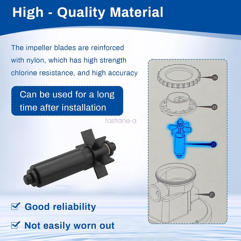 Rotor Impeller Shaft Assembly Fits Summer Waves Pool Part SFX1000 1500 ...