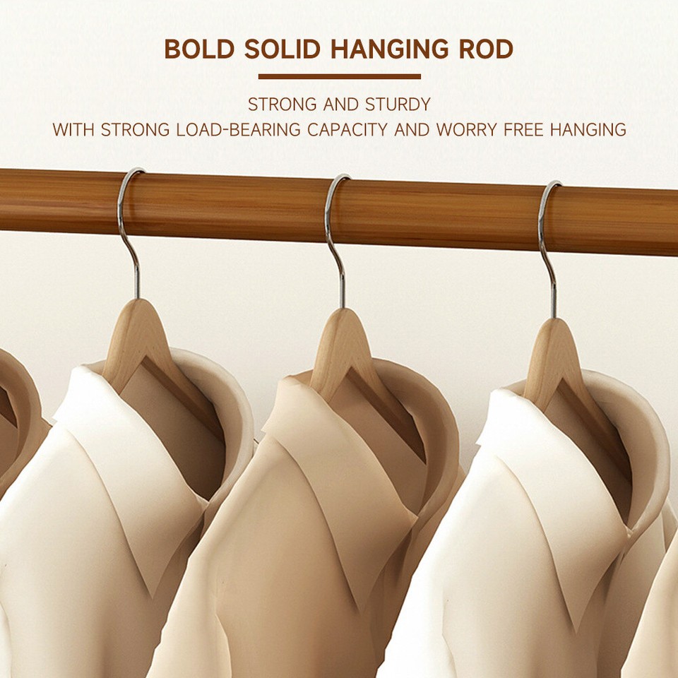Solid Wooden Clothes Rail Rack Garment Hanging Display Stand Open ...