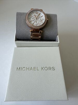 Michael Kors Women's Parker Rose Gold-Tone Stainless Steel Watch NIB ...