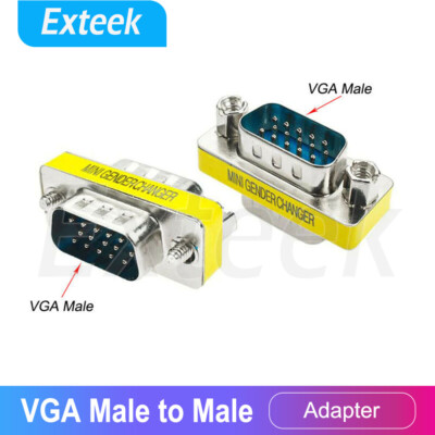 VGA SVGA 15 Pin 15Pin Male to Male Gender Changer Cable Adaptor Joiner ...