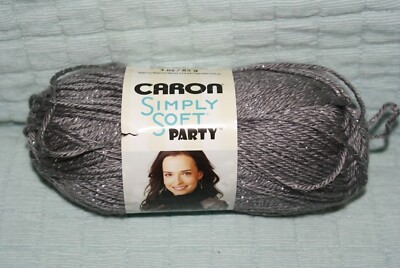 Caron Simply Soft Party Yarn 3 oz. Platnium Sparkle Metallic Craft Fast ...