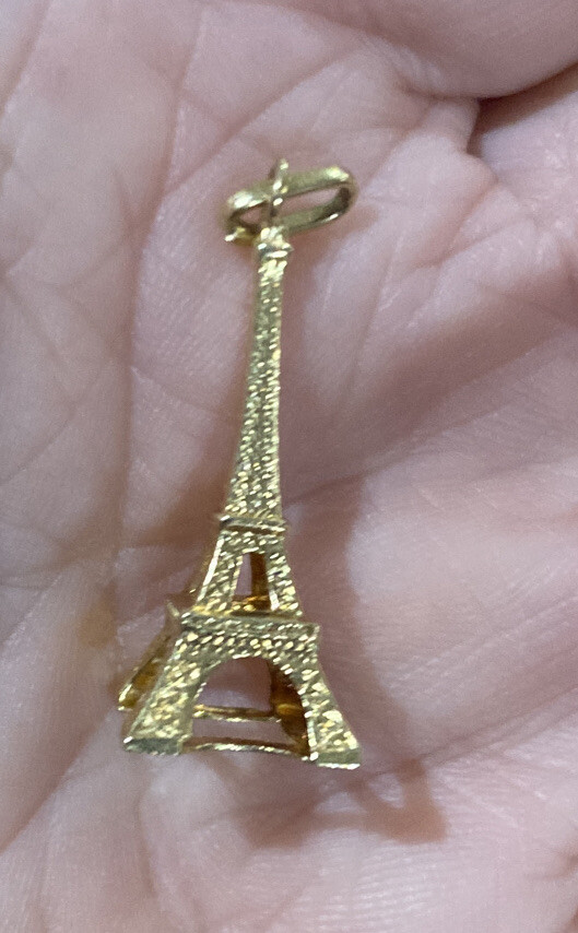 VINTAGE 18k YELLOW GOLD PARIS EIFFEL TOWER PENDANT CH… - Gem
