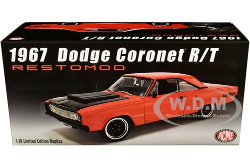 1967 DODGE CORONET R/T RESTOMOD PRIMER RED 1/18 DIECAST MODEL BY ACME ...