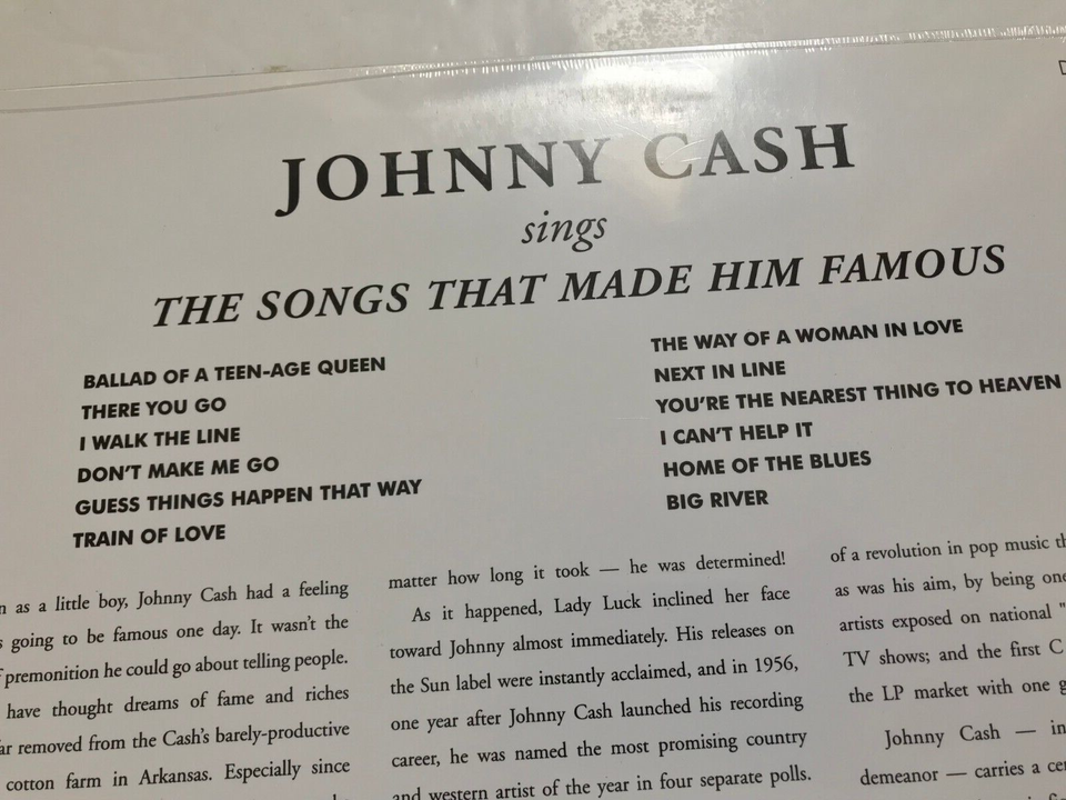 Johnny Cash Sings The Songs That Made Him Famous NEW 180g Vinyl LP ...