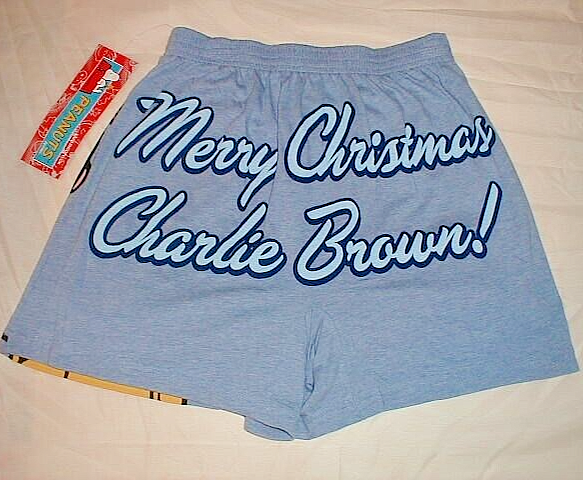 Peanuts 'Merry Christmas Charlie Brown' Boxer Shorts Blue Men's Large ...