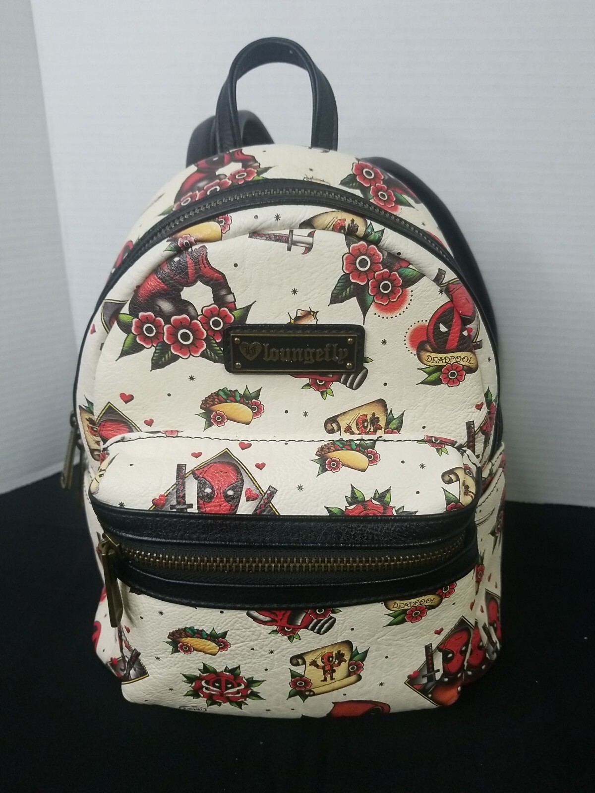 LOUNGEFLY MARVEL DEADPOOL TATTOO ALLOVER PRINT MINI B… - Gem