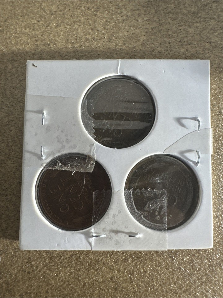 1944-P 1944-D 1944-S Lincoln Wheat Cent Penny Set- Actual Coins Shown ...
