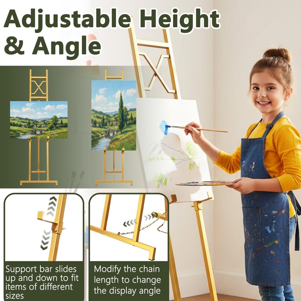 Gold Easel Stand for Sign, 53'' Adjustable Easel Stand for Display ...