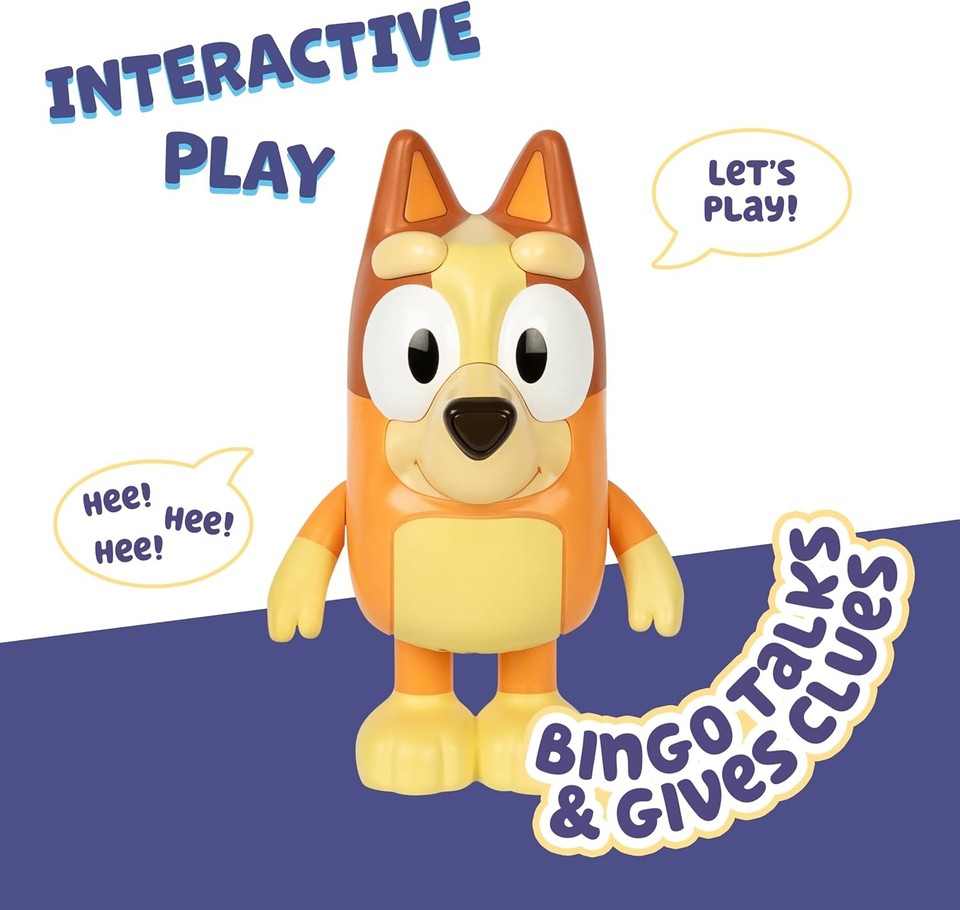 Bluey Game Hide and Seek Electronic Bingo Figure, Articulated, Musical ...