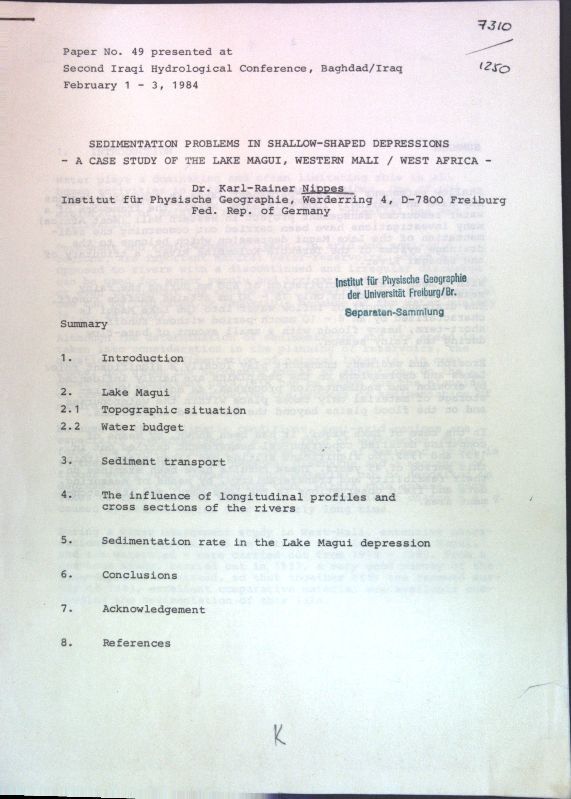 Sedimentation problems in shallow-shaped depressions - a case sutdy of ...