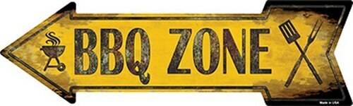 BBQ Barbecue Zone Directional Metal Arrow Sign 17" x 5" ↔ Food Grill ...