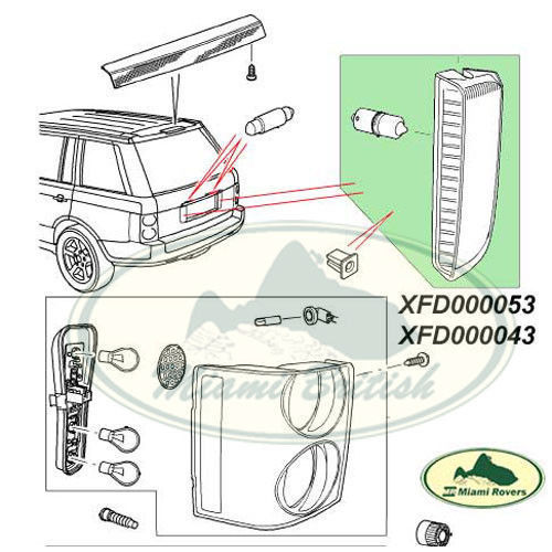 LAND ROVER TAIL REAR REVERSE LAMP LIGHT LH RANGE 03-12 XFD000053 OEM | eBay