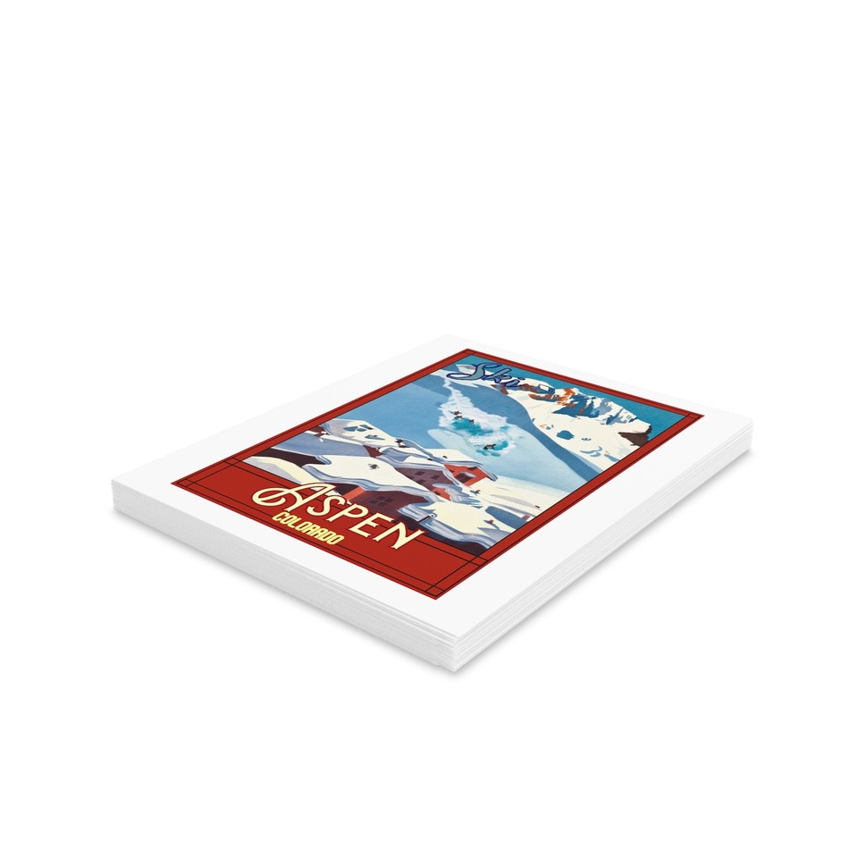 Aspen Ski Resort Greeting Cards Travel Poster Art Holiday Cards, Winter ...