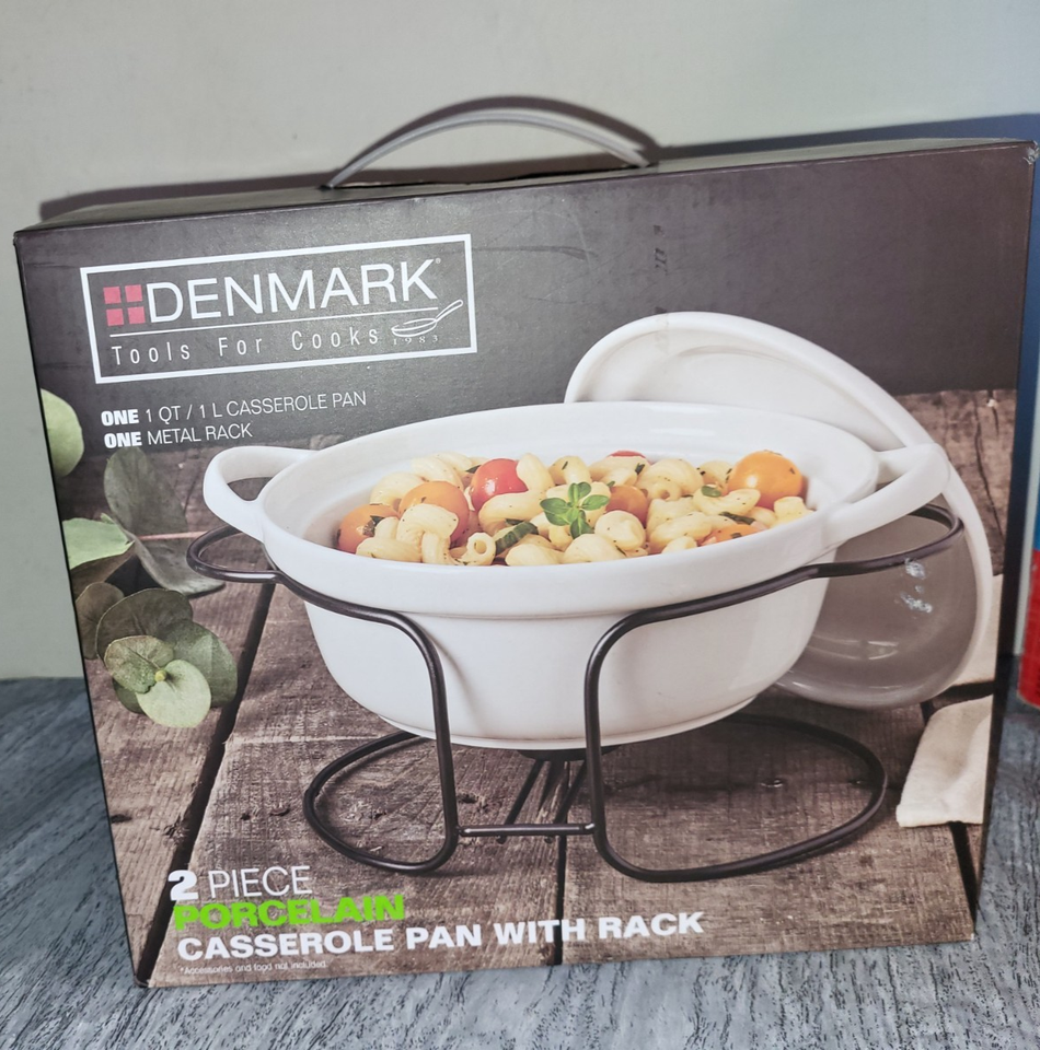 Denmark Tools for Cooks 2 pcs Porcelain Round Casserole Pan w/Metal ...