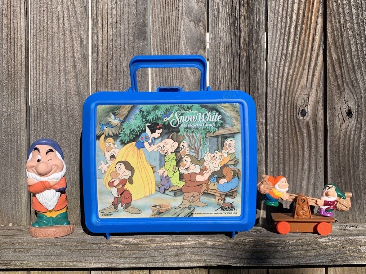 Vintage Aladdin Snow White & The 7 Dwarfs Lunch Box W/O Thermos + 2 VTG ...