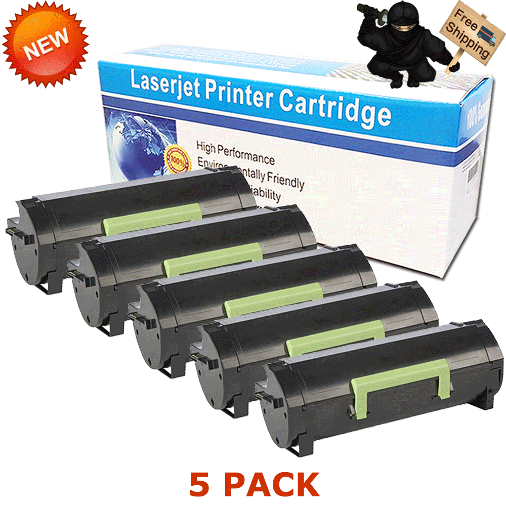 5 PK 60F1000 601 Toner for Lexmark MX510de MX310dn MX511de MX610de ...