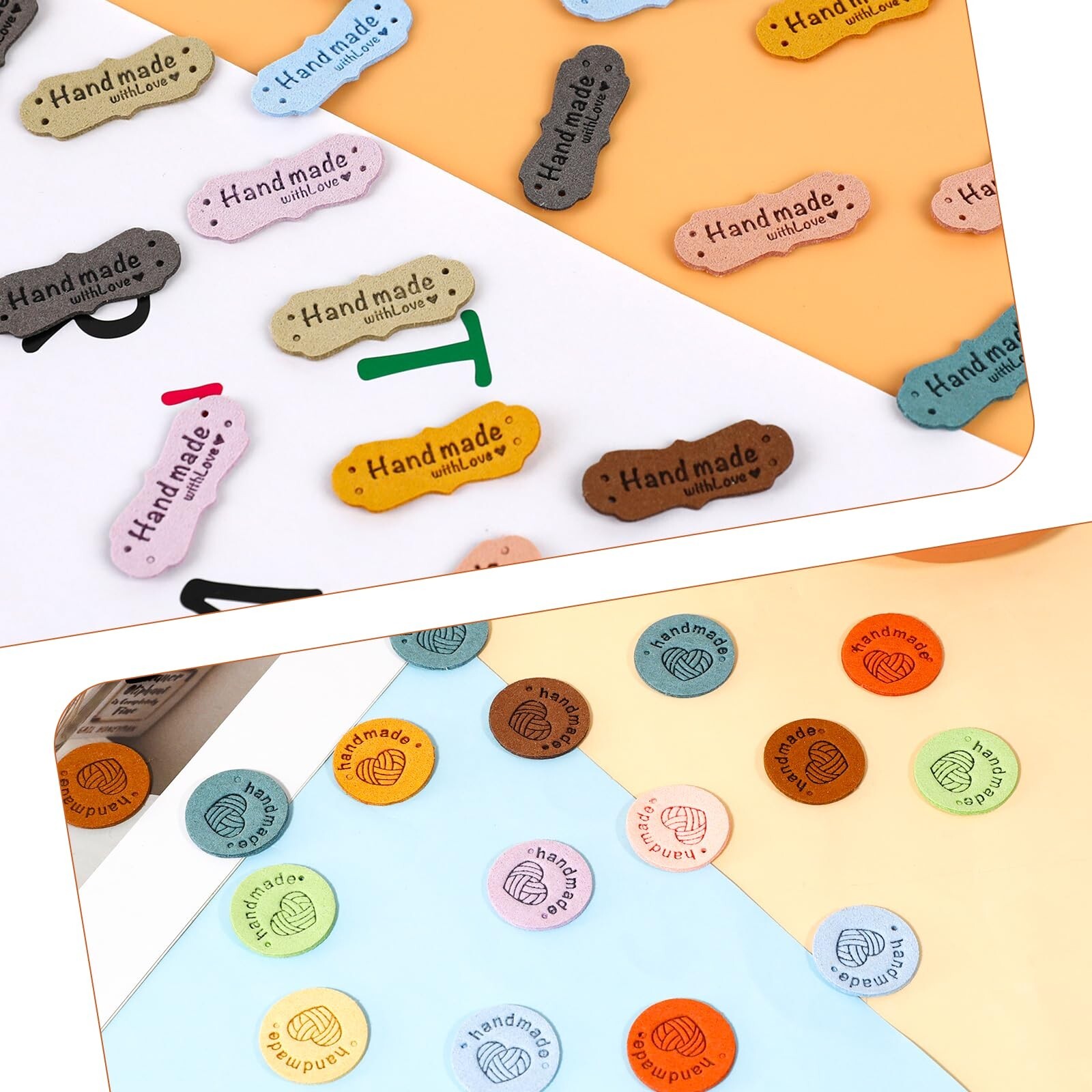 80PCS Handmade Leather Labels Colorful PU Leather Labels with Holes ...