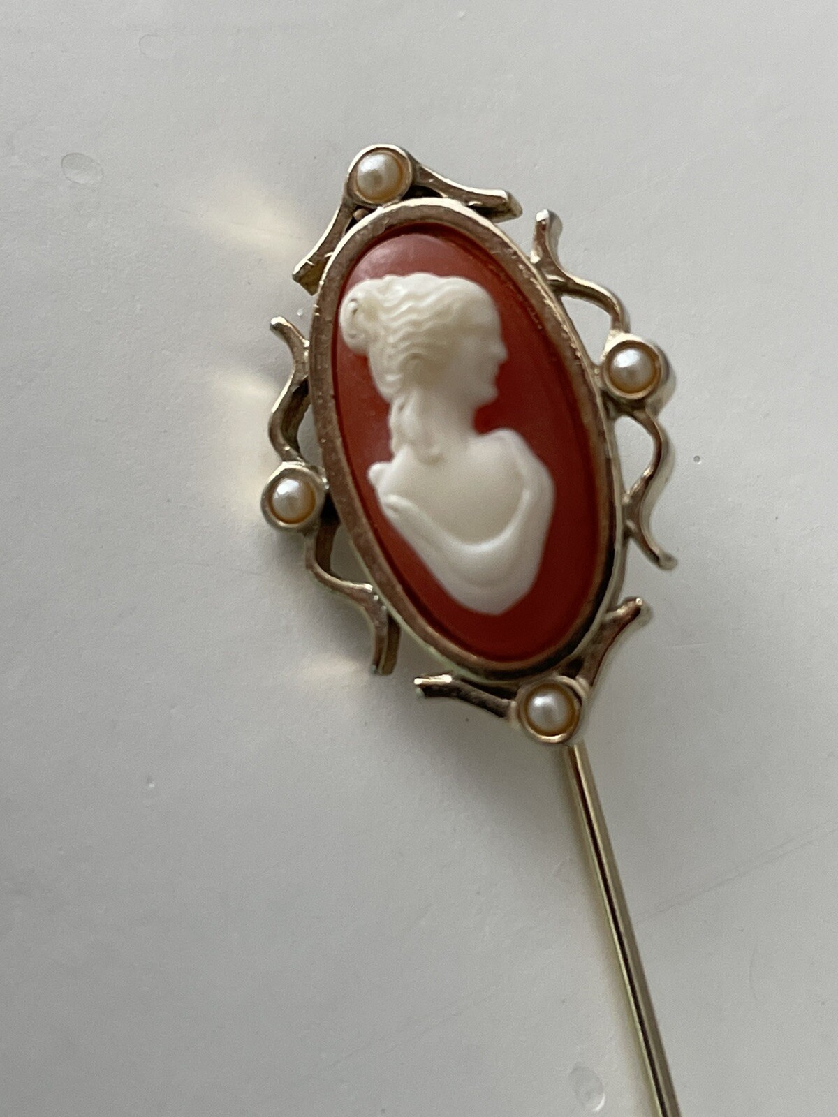Vintage AVON Cameo Stick Pin Lapel Pin - Gem