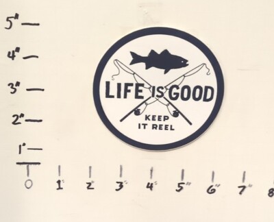 Life Is Good Keep It Reel Fishing 4" Round Sticker 2LIG | eBay