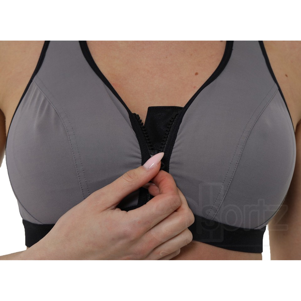 Ladies Gemm Sports Bra Zip Front Fastening Non Wired Unpadded New Uk ...