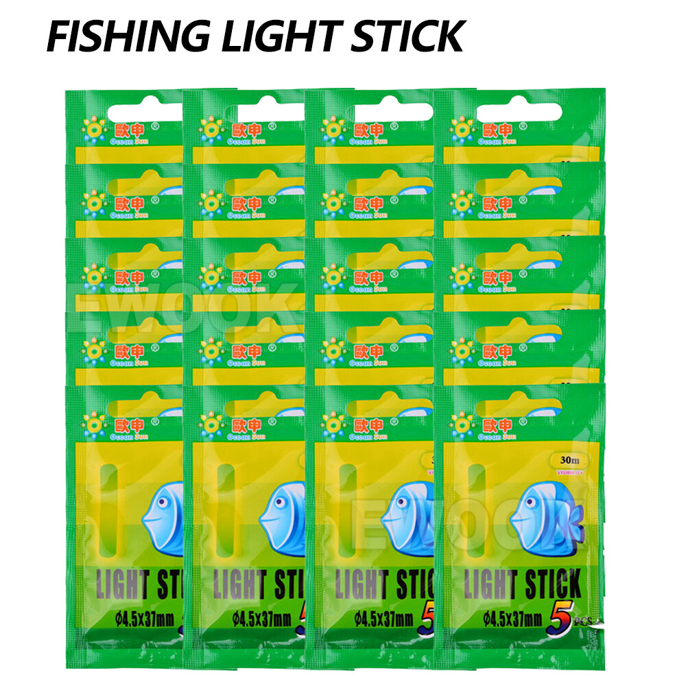 100 Fishing Glow Light Sticks Luminous Clip on Bend Fluorescent Rod Tip ...