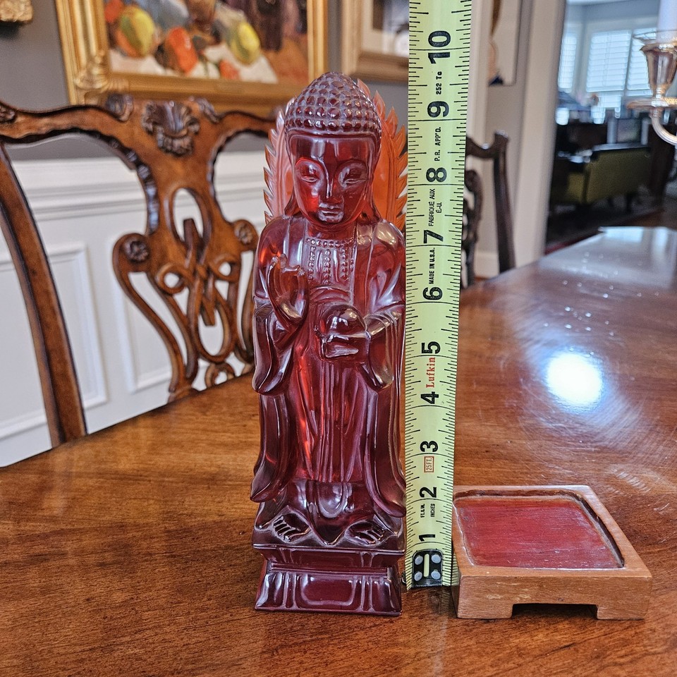 Antique Cherry Amber Bakelite Guanyin Statue Figure Chinese 985g | eBay