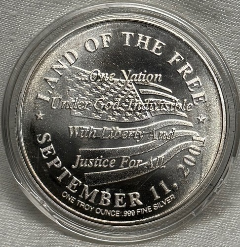 SEPTEMBER 11, 2001 ONE TROY OUNCE COMMEMORATIVE .999 SILVER ROUND IN ...