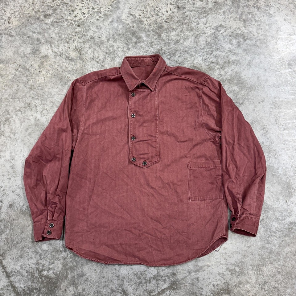 Vintage Wah Maker shirt mens Large Popover bib pullover western twill ...