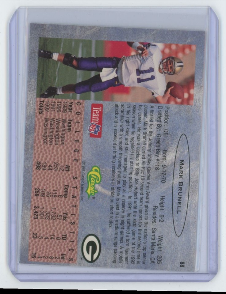 1993 Classic Draft Mark Brunell . Green Bay Packers #88 | eBay